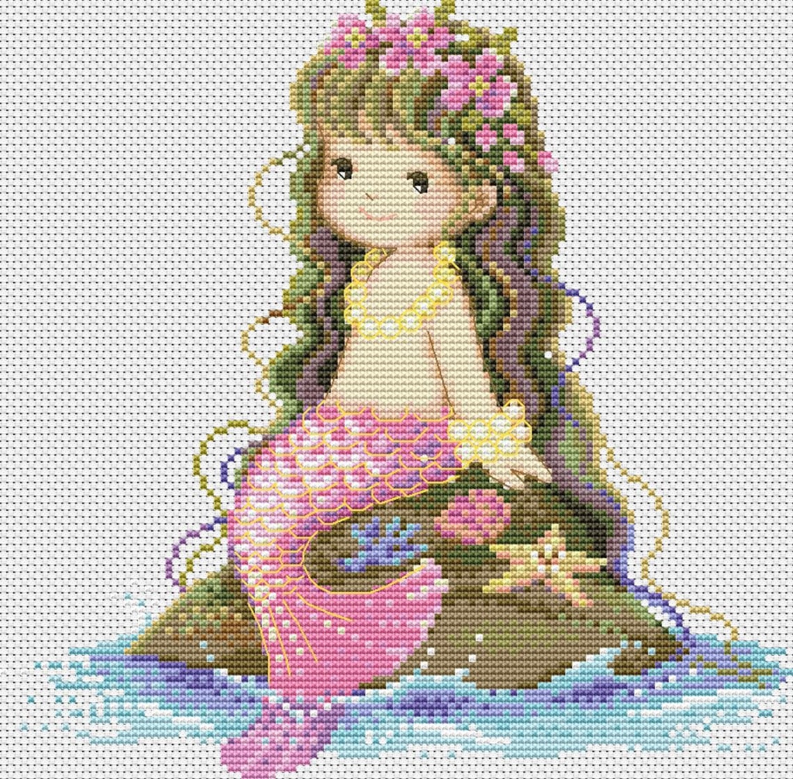 Little Mermaid Cross Stitch Pattern Ocean Princess Digital - Etsy