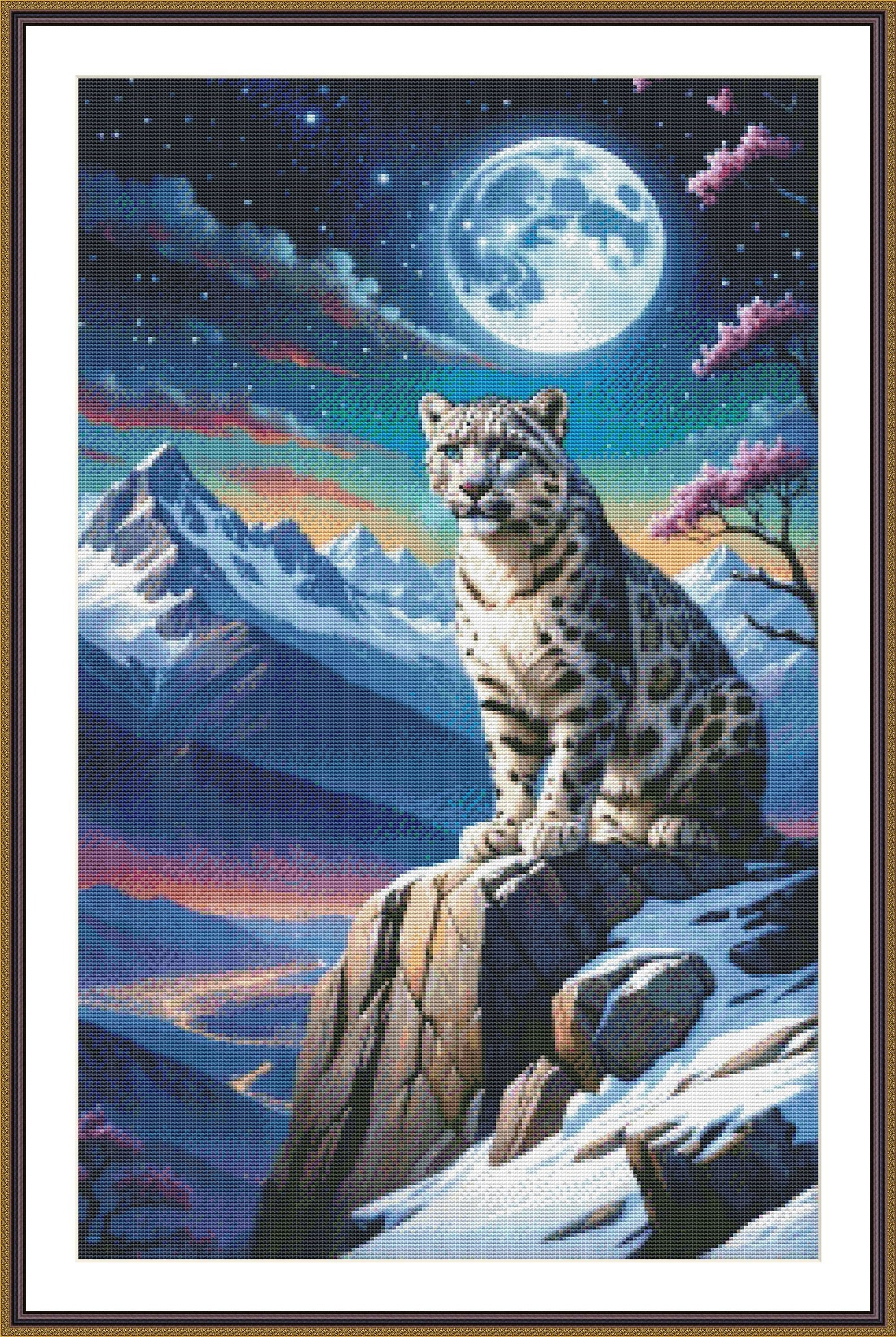 Snow Leopard Cross Stitch Pattern Jungle Animal Pattern Hand Embroidery ...