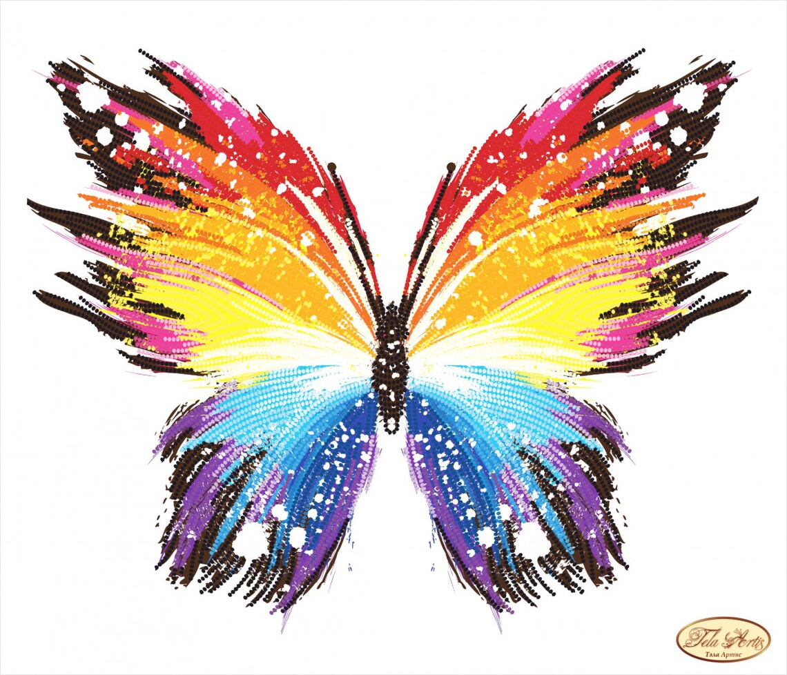 Bead Embroidery Kit Rainbow Butterfly Needlework Kit Beadwork - Etsy