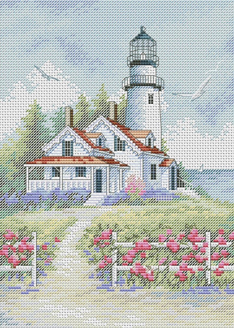 Scenic Lighthouse Counted Cross Stitch Pattern Digital Pattern | Etsy