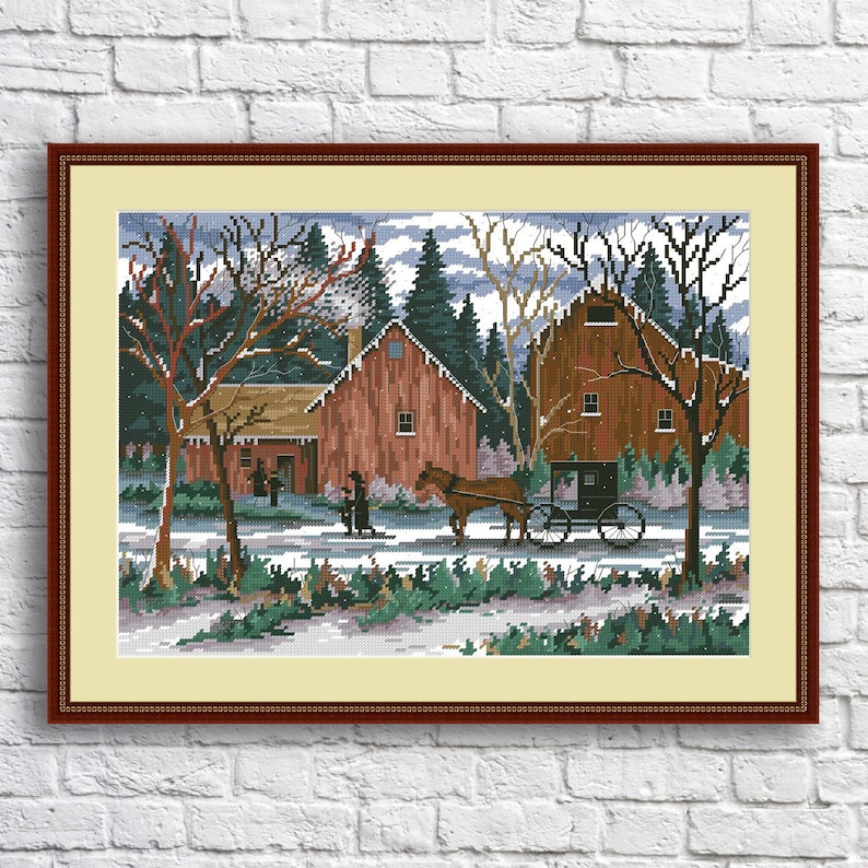 Snowy Sunday Counted Cross Stitch Pattern Winter Landscape | Etsy