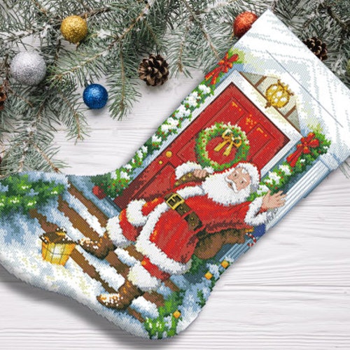 Woodland Santa Christmas Stocking Counted Cross Stitch Pattern - Etsy