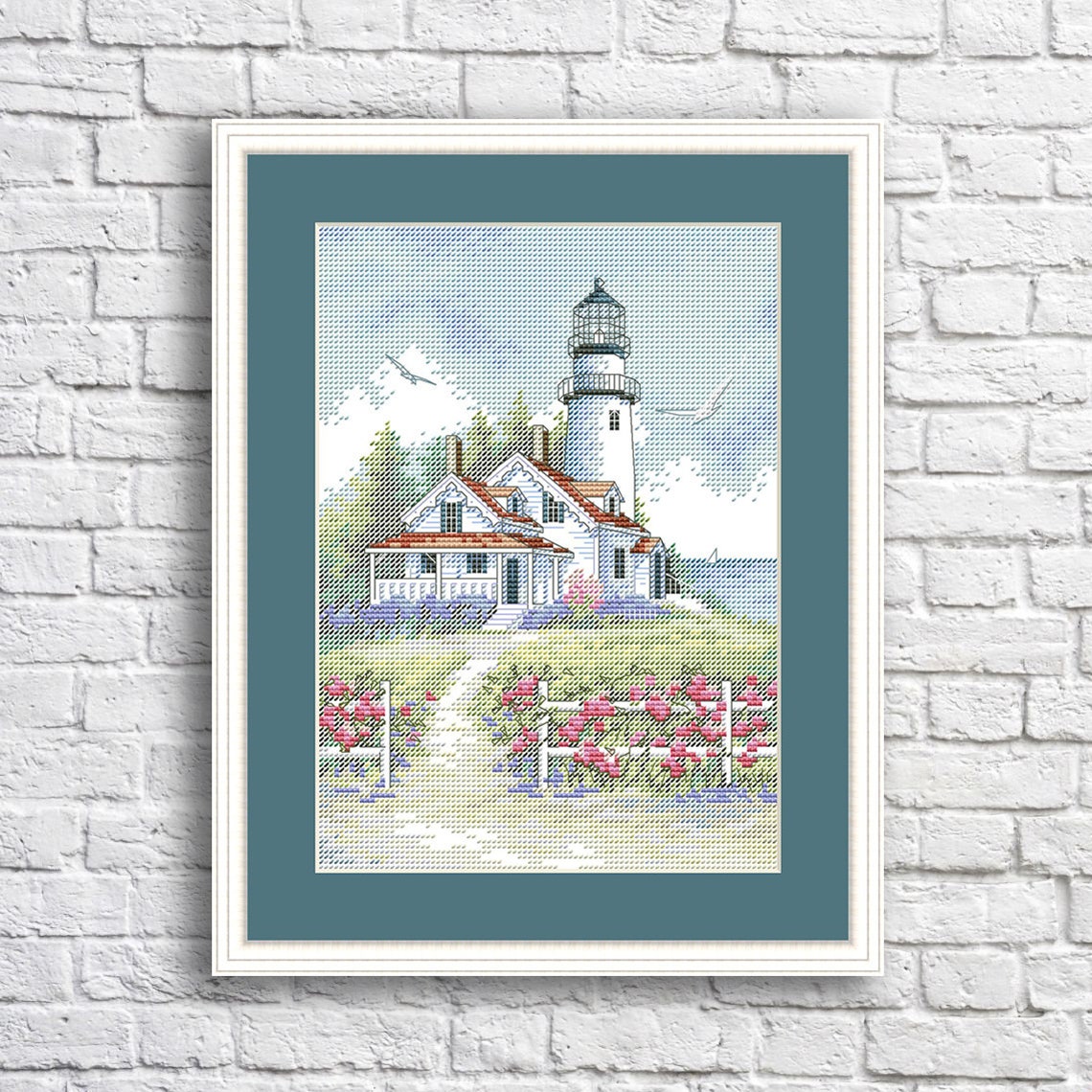 Scenic Lighthouse Counted Cross Stitch Pattern Digital Pattern | Etsy