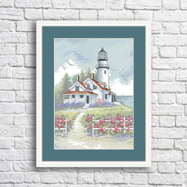 Scenic Lighthouse Counted Cross Stitch Pattern Digital Pattern - Etsy
