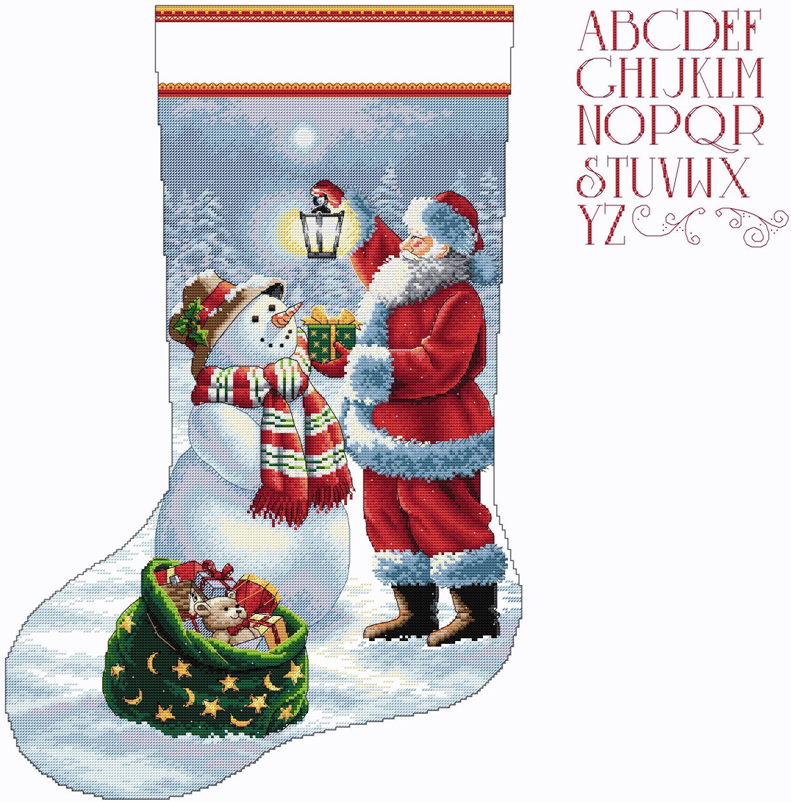 Holiday Glow Christmas Stocking Counted Cross Stitch Pattern - Etsy