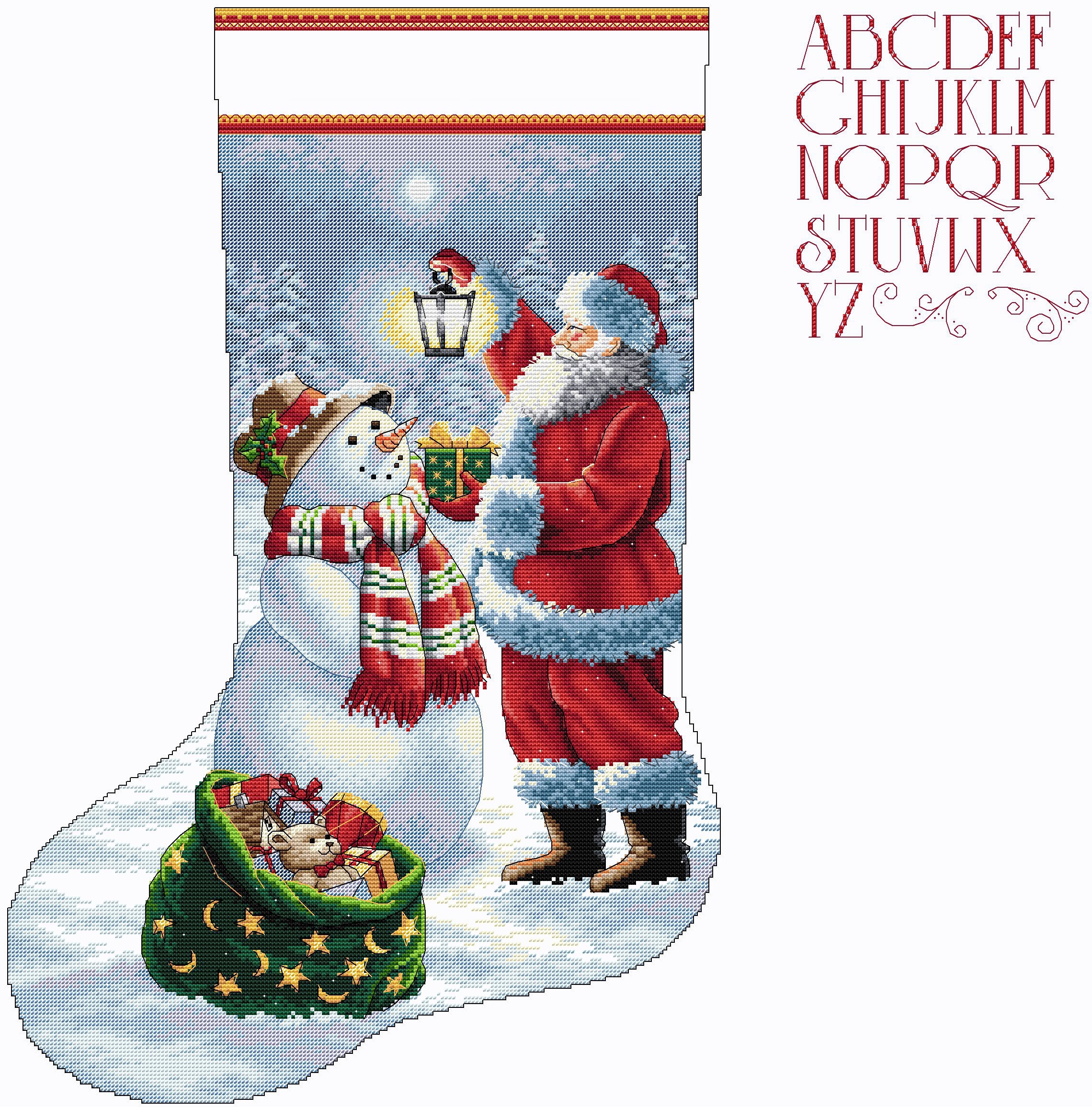Holiday Glow Christmas Stocking Counted Cross Stitch Pattern - Etsy