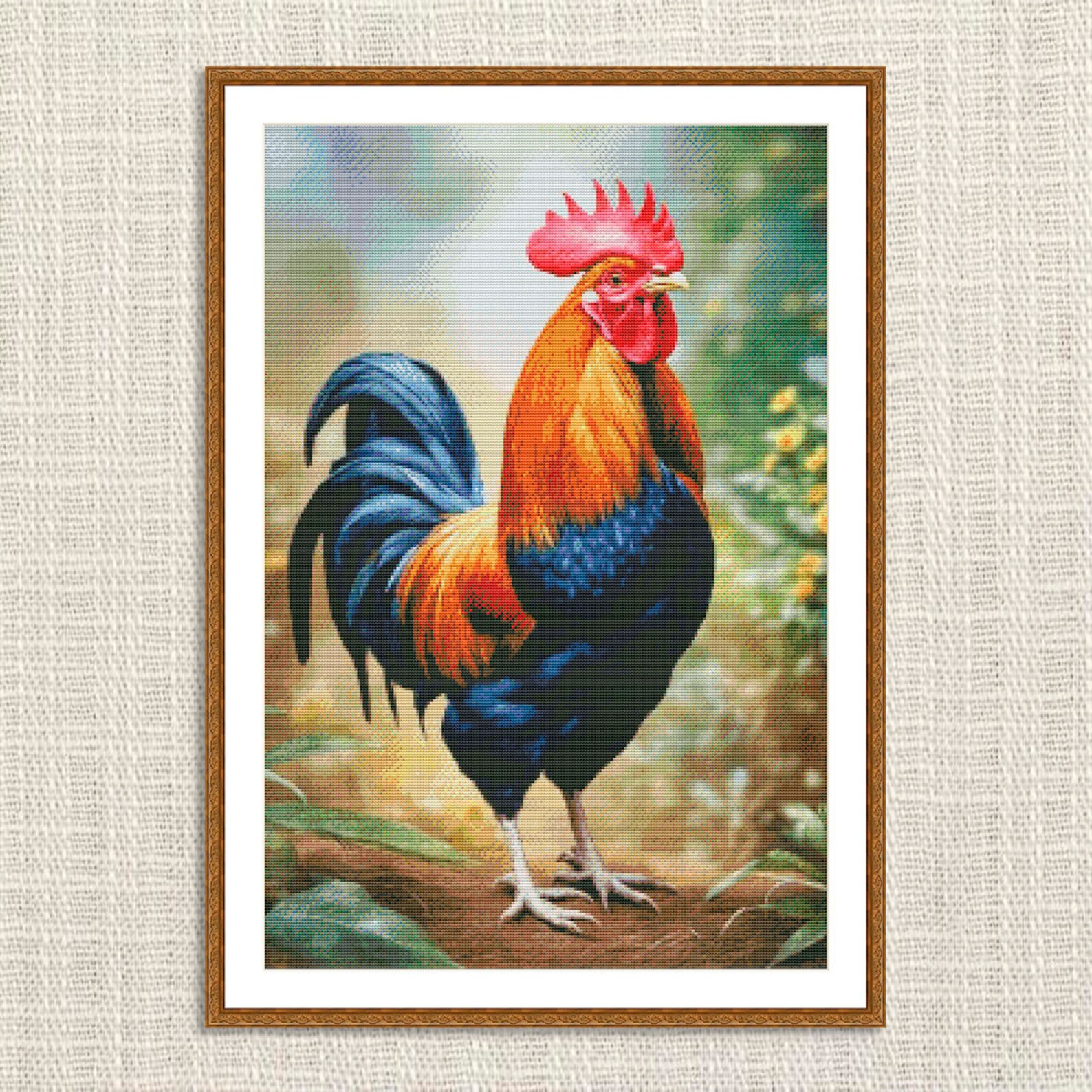 Roosters Cross Stitch Pattern Colorful Rooster Beautiful Rooster Birds ...