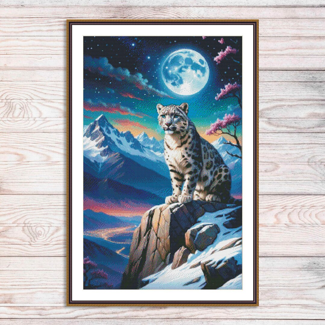 Snow Leopard Cross Stitch Pattern Jungle Animal Pattern Hand Embroidery ...