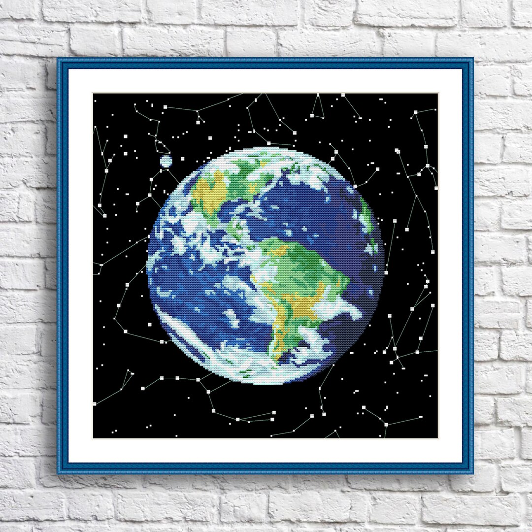 Planet Earth, Counted Cross Stitch Pattern, Hand Embroidery ...