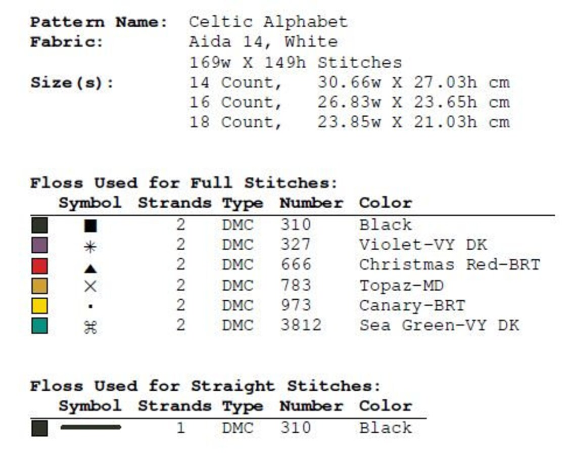 Celtic Alphabet Counted Cross Stitch Pattern Vintage Celtic | Etsy