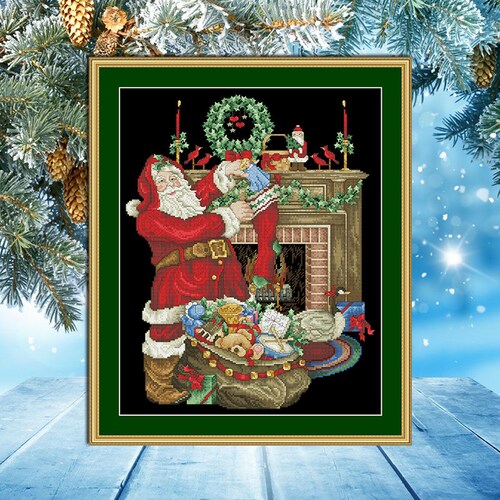 Patchwork Santa Christmas Cross Stitch Pattern Modern - Etsy