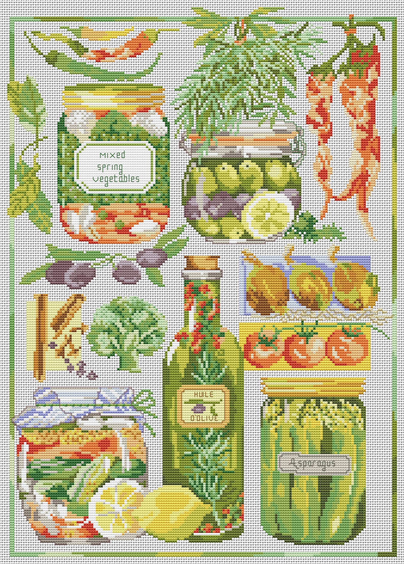 Vegetarian Sampler Cross Stitch Pattern Kitchen Decor Pattern Hand ...