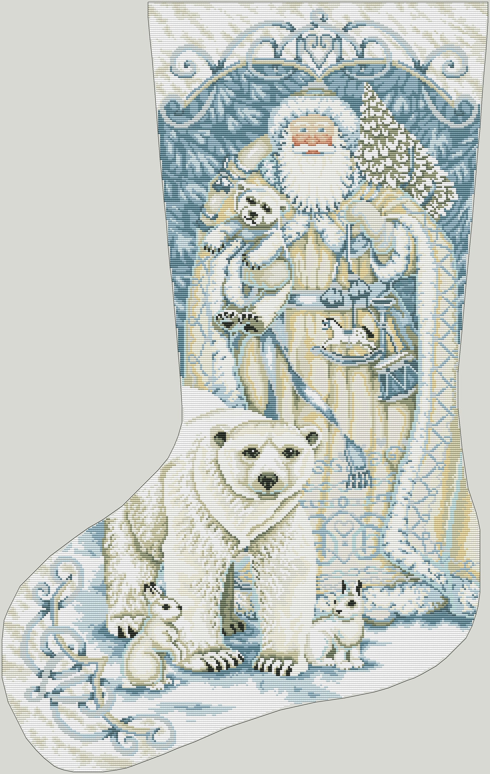 White Santa Christmas Stocking Counted Cross Stitch Pattern | Etsy