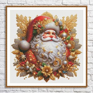 Vintage Santa Claus Christmas Cross Stitch Pattern Santa's Face Hand ...