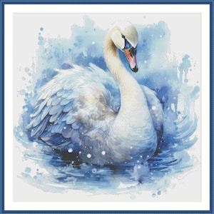 White Swan Cross Stitch Pattern Birds Xstitch Pattern Animal Embroidery ...