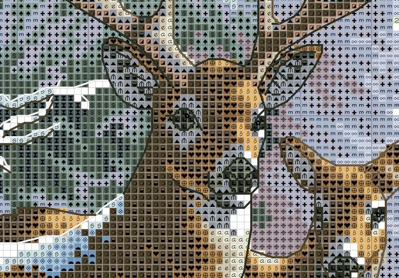 Creekside Deer Counted Cross Stitch Pattern Winter Forest Modern ...