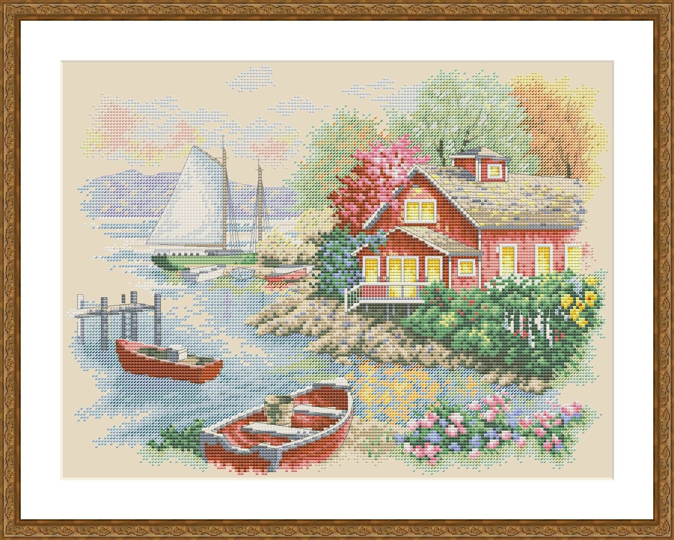 Peaceful Lake House Cross Stitch Pattern Digital Pattern - Etsy