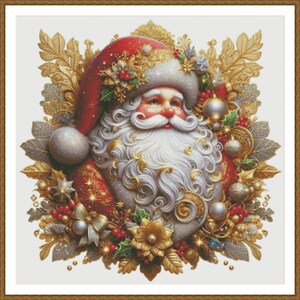 Vintage Santa Claus Christmas Cross Stitch Pattern Santa's Face Hand ...