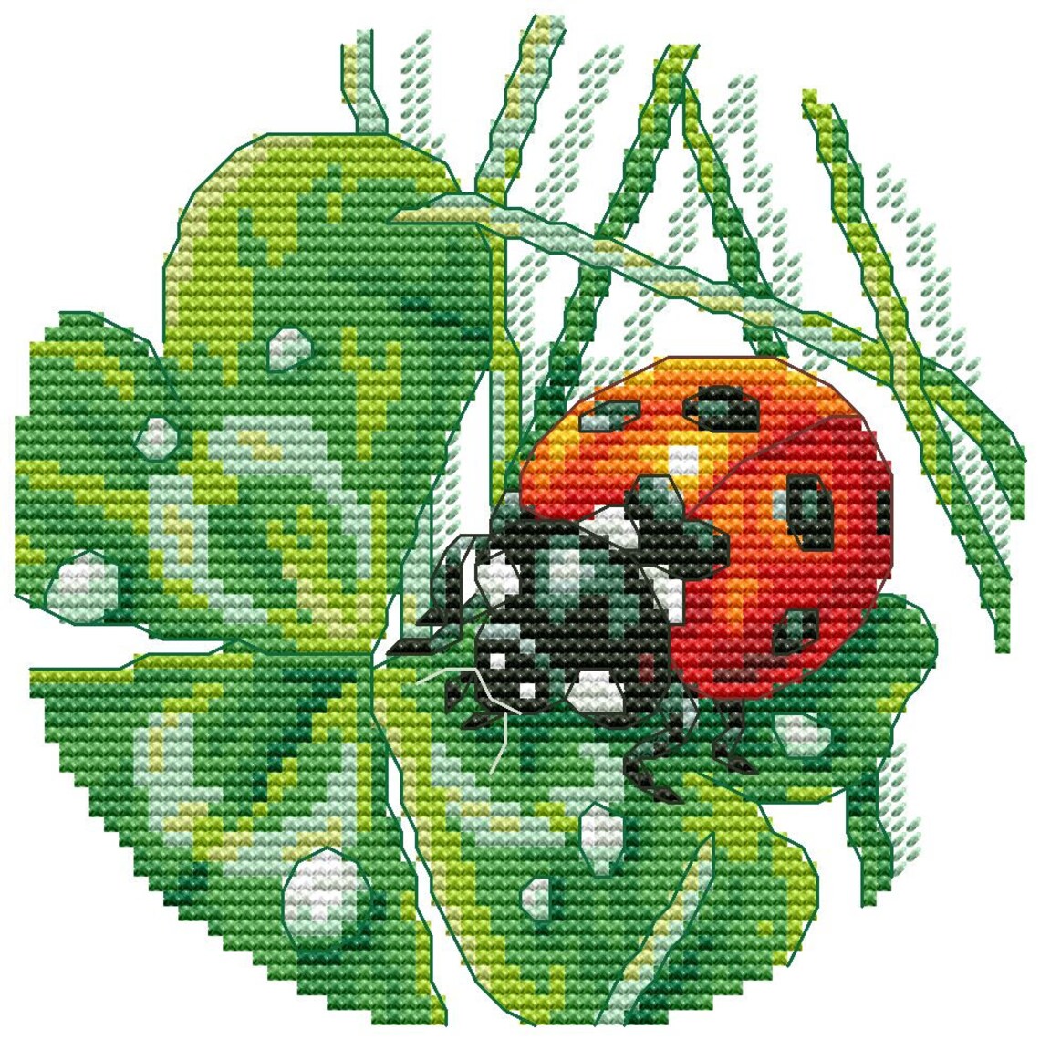 Ladybug Cross Stitch Pattern Digital Pattern Modern Decor - Etsy
