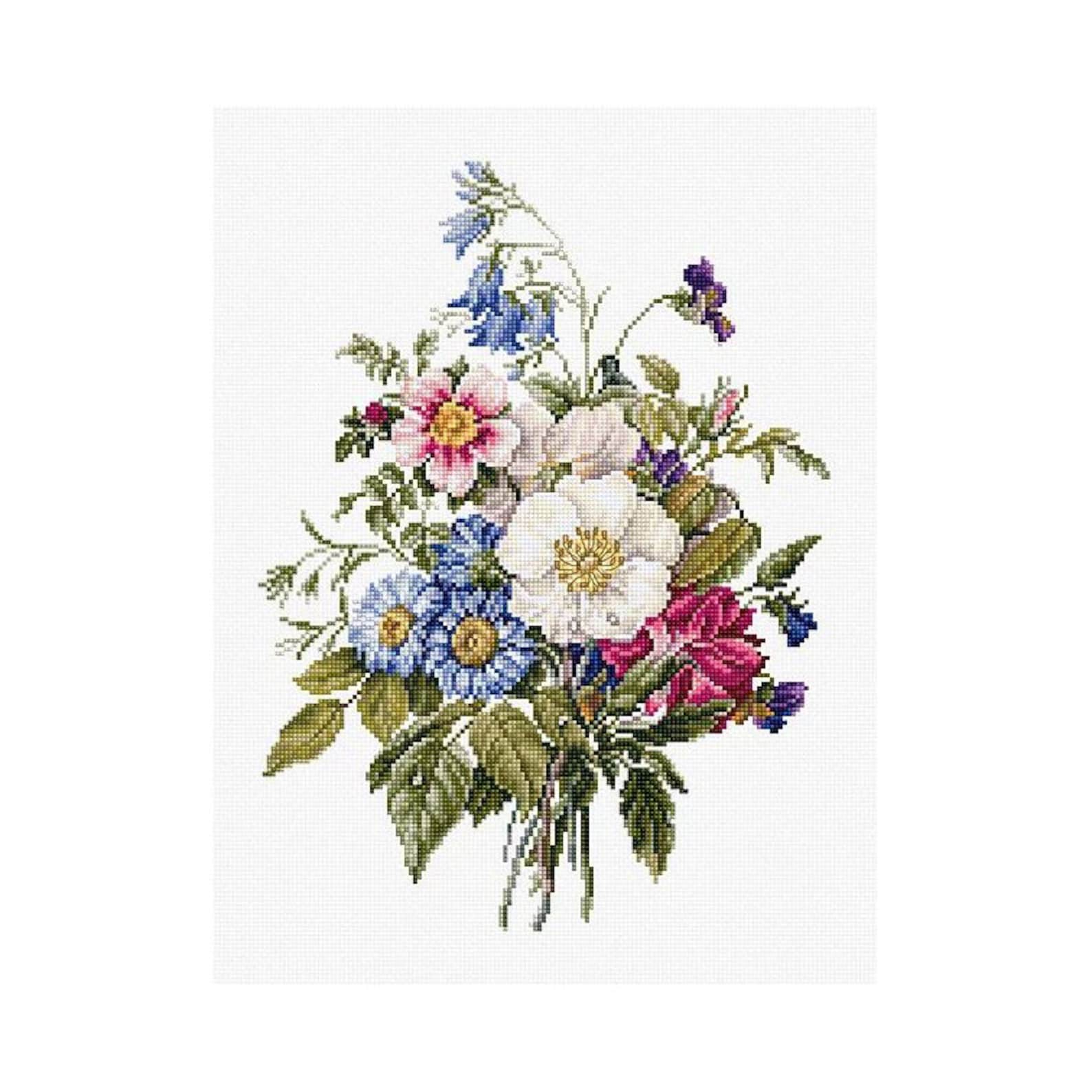 Bouquet of Flowers Cross Stitch Kit Luca-s Flower Stitching - Etsy