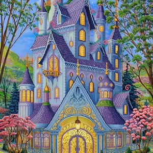 Bead Embroidery Kit Magic Castle Needlework Kit Landscape Beadwork Hand ...