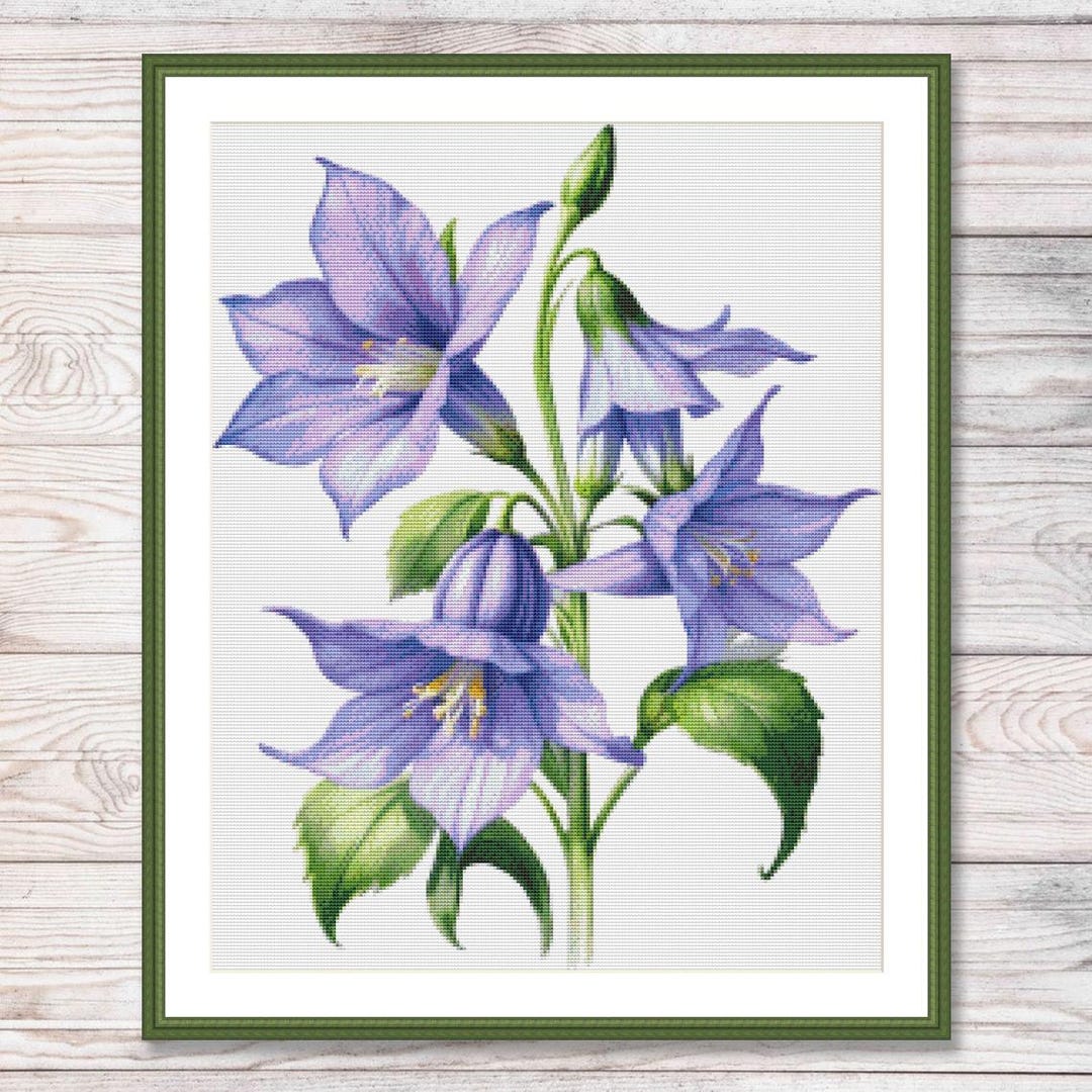 Purple Bellflower Cross Stitch Pattern – Elegant Floral Embroidery PDF ...