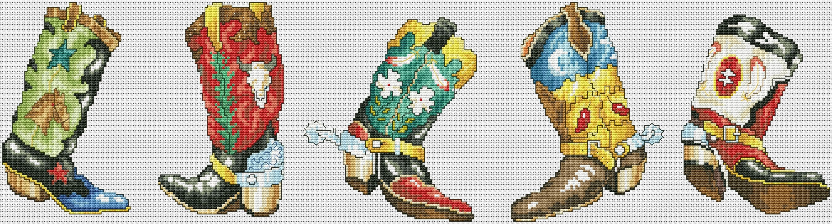 Cross Stitch Pattern Cowboy Boots Xstitch Pattern Vintage - Etsy