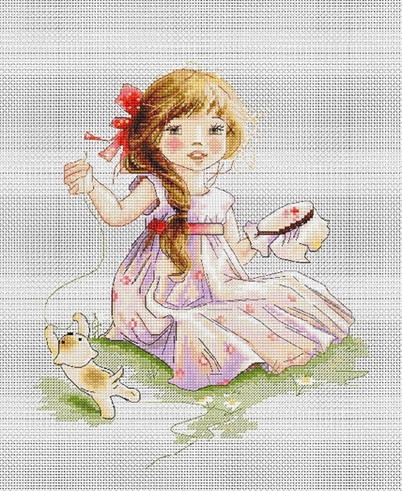 Counted Cross Stitch Kit Girl Embroiderer Counted Cross Stitch - Etsy