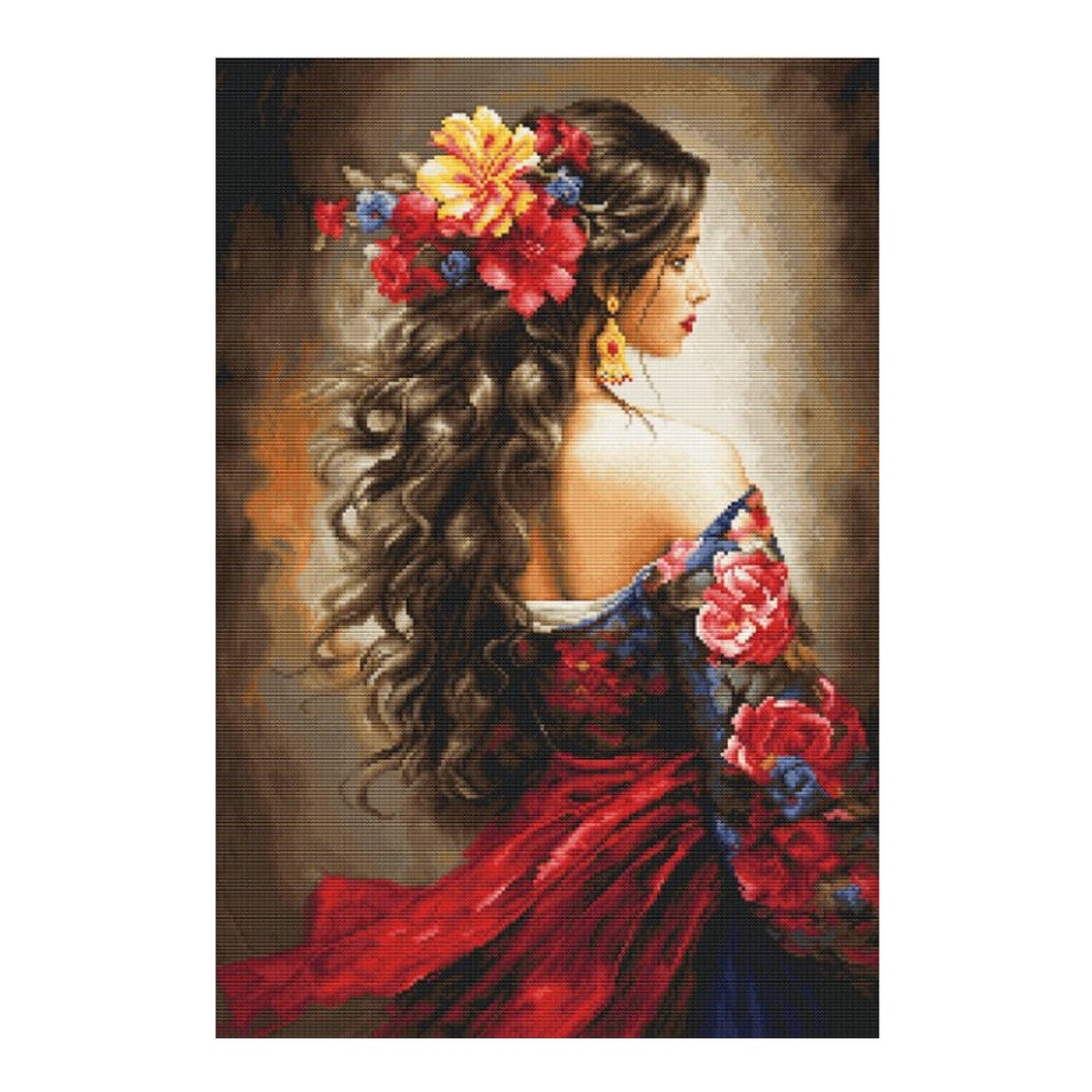 Gobelin Tapestry Kit Spanish Girl Flower Dress Gobelin Stitch Kits ...
