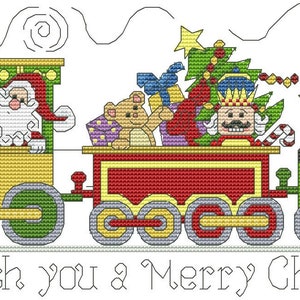 Santa's Train Christmas Cross Stitch Pattern Modern - Etsy