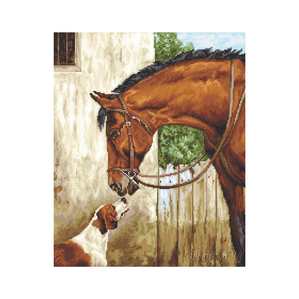 Gobelin Tapestry Kit Horse and Dog Gobelin Stitch Kits Painting ...