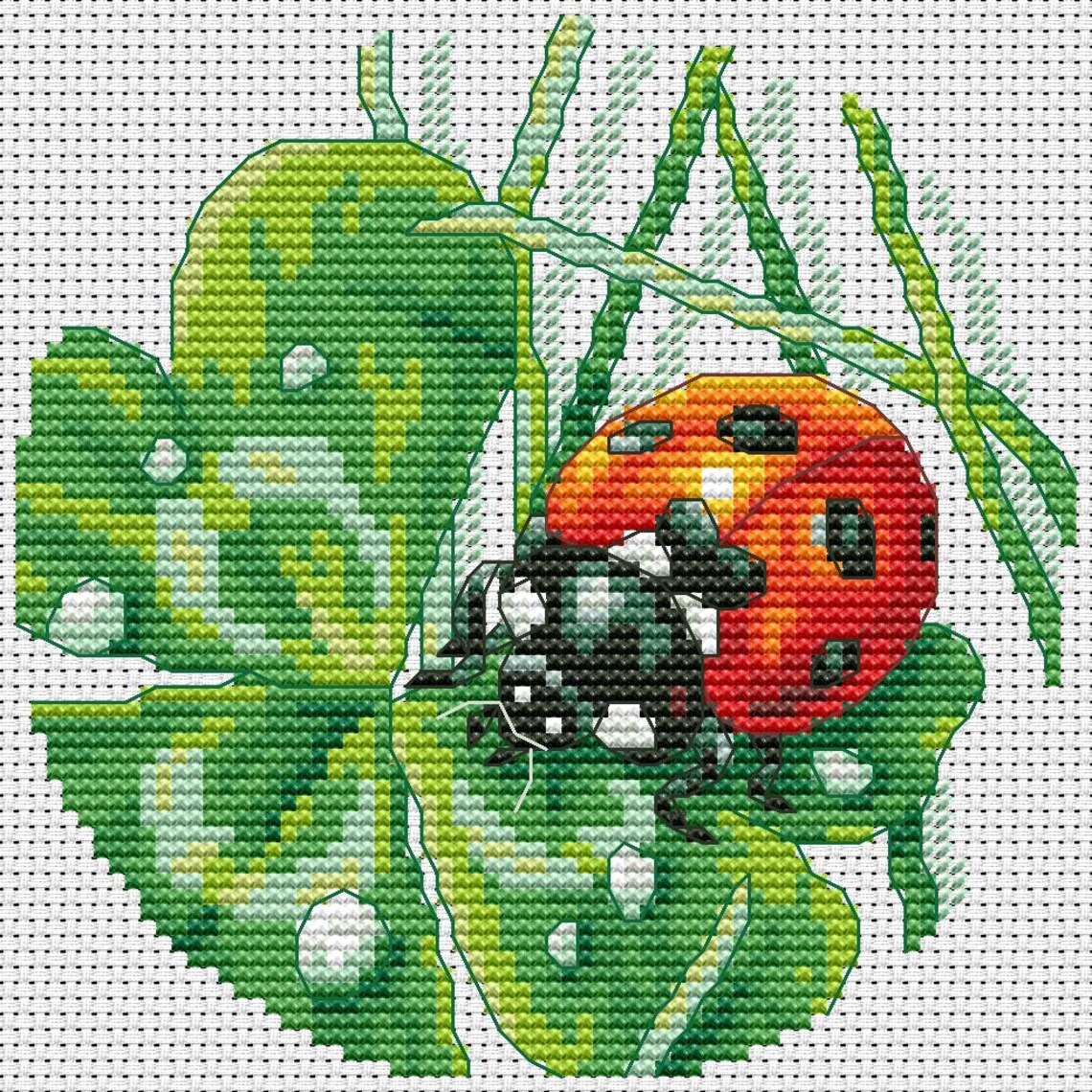 Ladybug Cross Stitch Pattern Digital Pattern Modern Decor - Etsy