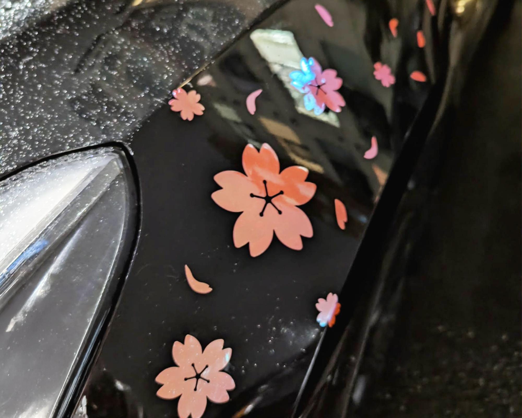 Sakura Cherry Blossom Vinyl Car Decals 42PCS Waterproof Holographic for ...