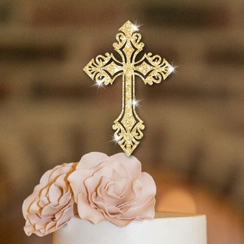 Baptism Cake Topper Cross Cake Topper First Communion Cake - Etsy
