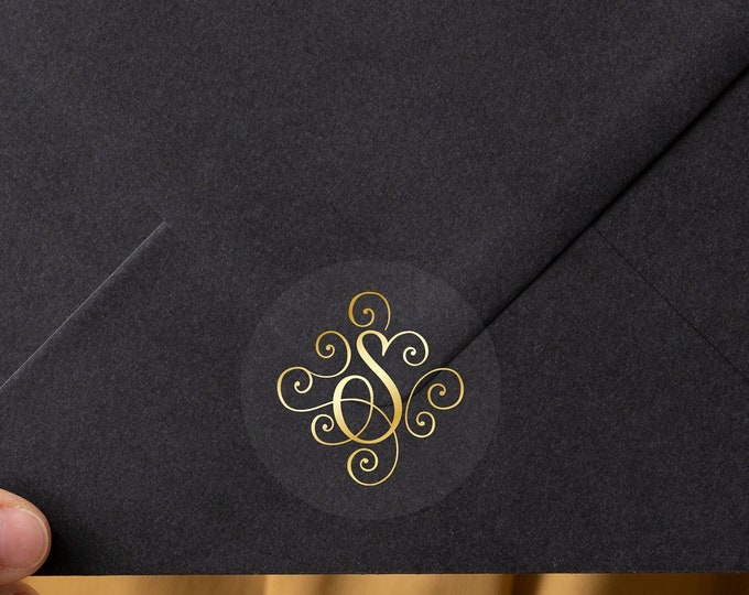 Monogram Labels for Envelopes Gold Foil Monogram Stickers - Etsy