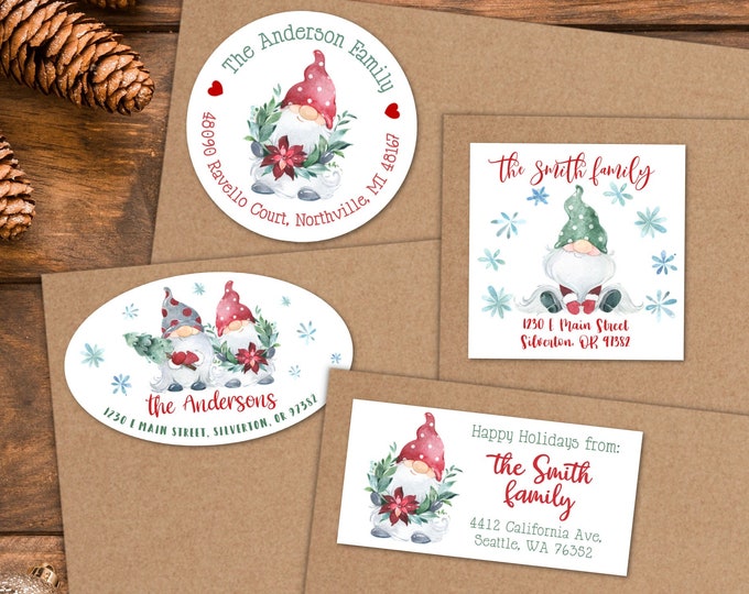 Gnomes Christmas Address Labels, Holiday Stickers - Etsy