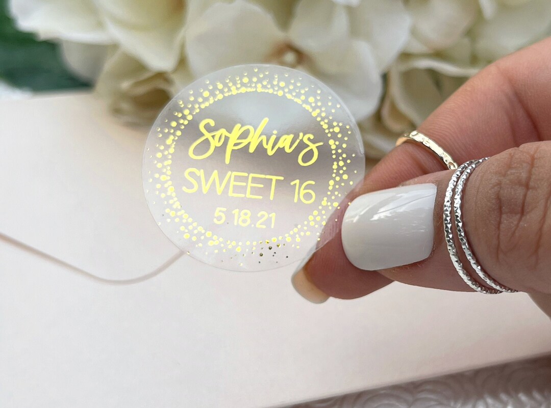 Sweet Sixteen Stickers: Clear Favor Tags, Envelope Seals - Etsy