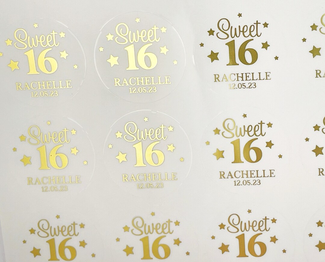 Sweet Sixteen Stickers, Sweet 16 Tags, My Sweet 16 Labels, Foil ...