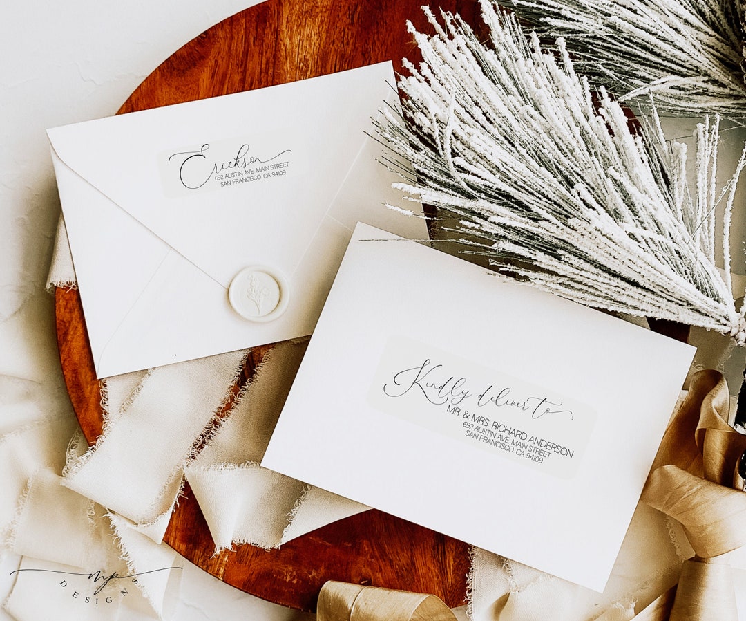 Calligraphy Wedding Address Labels: Guest & Return Mailing Labels - Set ...