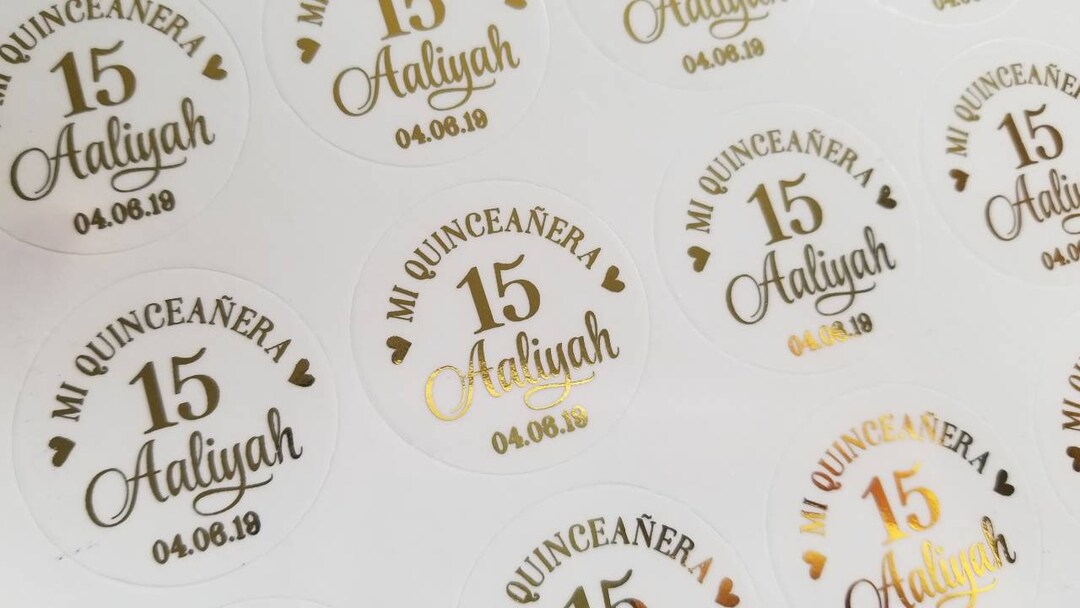 Quinceañera Stickers, Quinceañera Gold Foil Stickers, Quinceañera ...