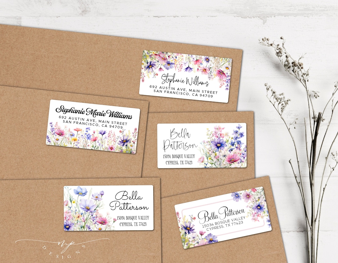Spring Flowers Address Labels, Personalized Wild Flowers Address Labels ...