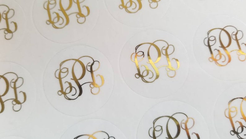 Gold foil monogram sticker Gold Foil monogram seal | Etsy