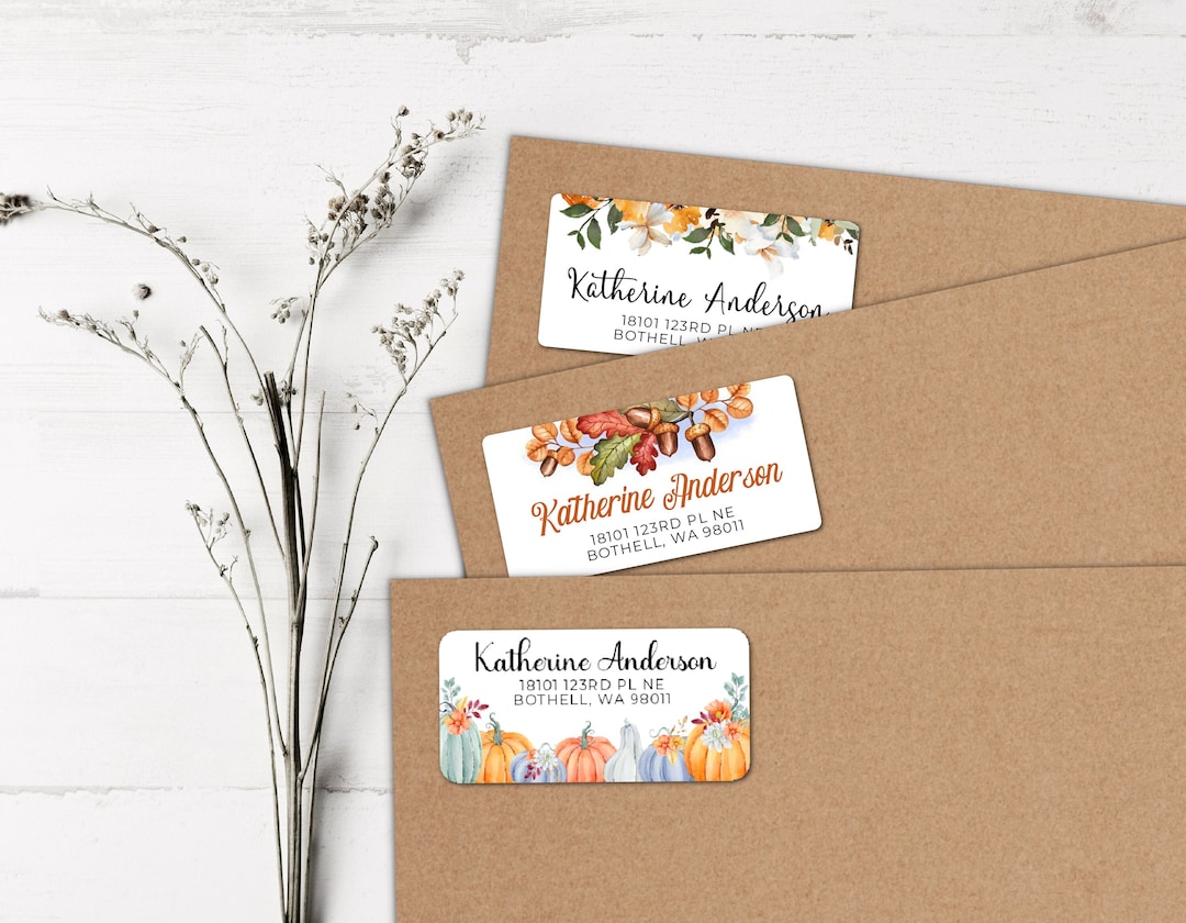 Autumn Address Labels, Fall Return Address Labels, Pumpkin Address ...