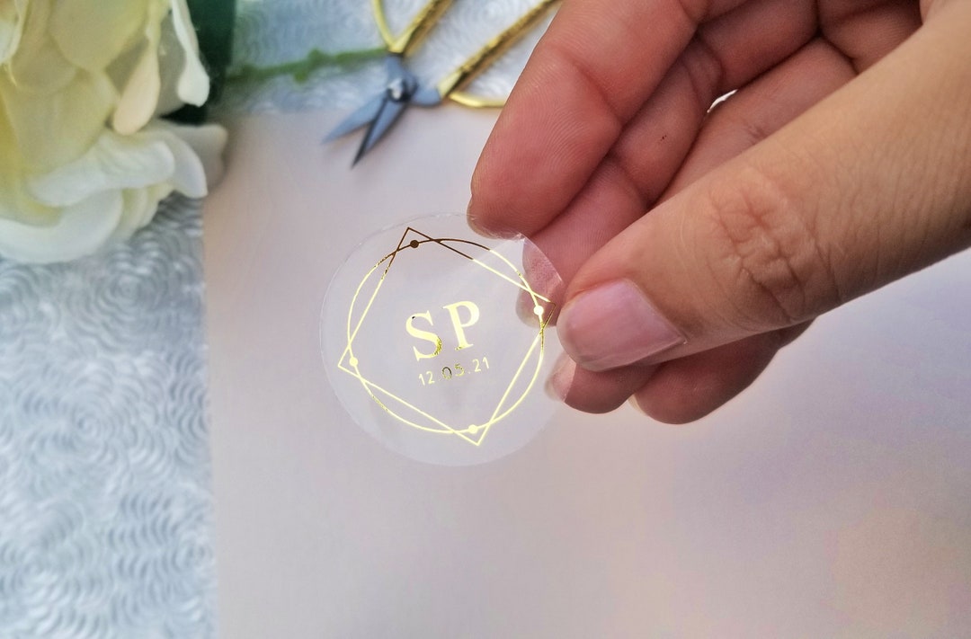 Wedding Stickers With Modern Frame • Geometric Frame Monogram • Modern ...