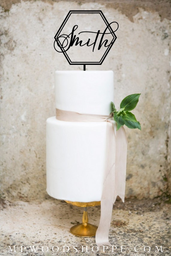 Modern Cake Topper for Wedding With Hexagon Frame and | Etsy