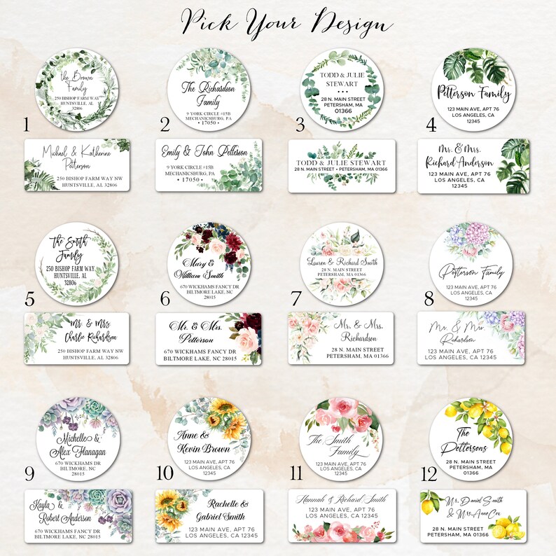 Guest Address Labels With Matching Return Address Labels, Sets of ...