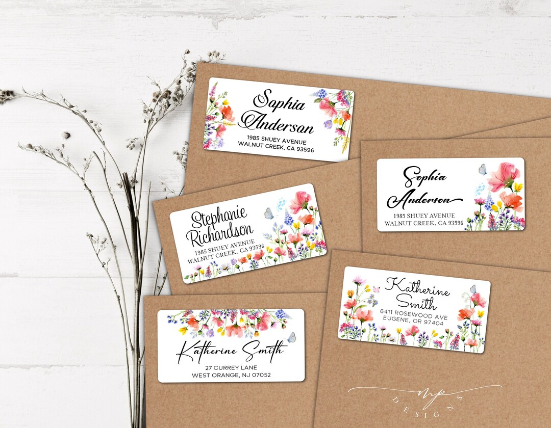 Wild Flowers Address Labels, Floral Address Labels, Puppies Address ...