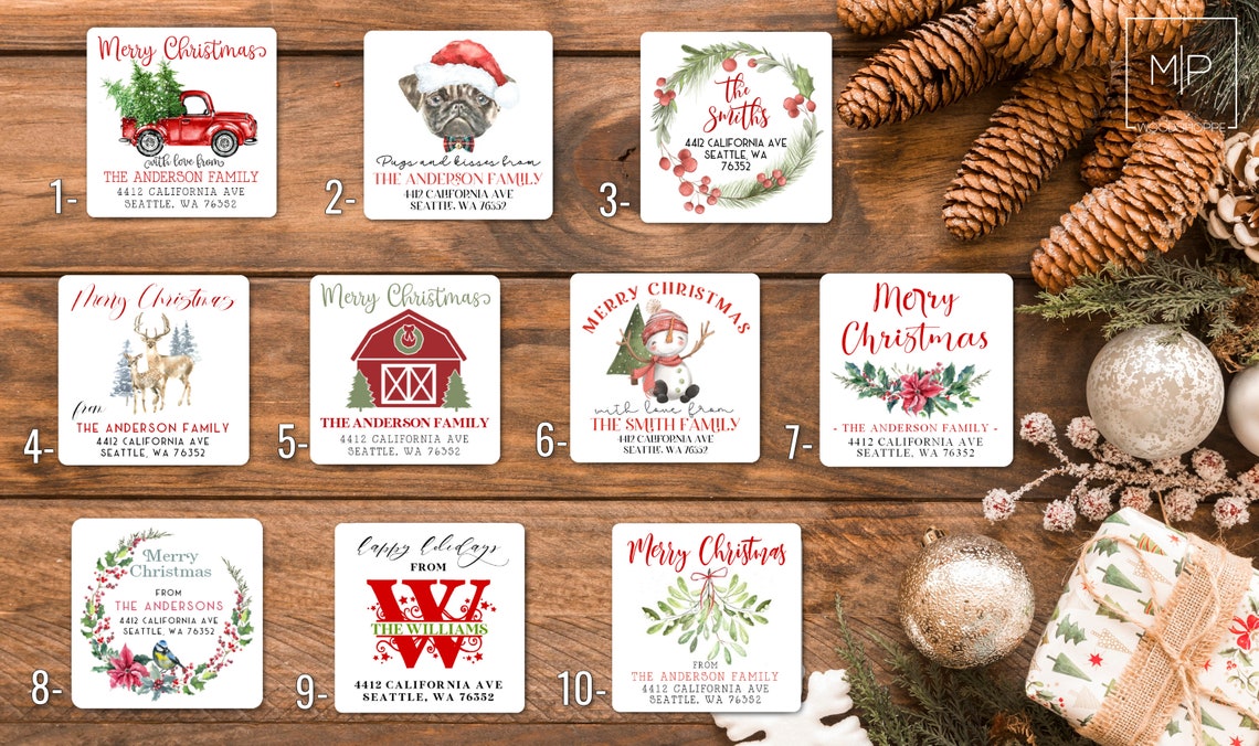 Christmas Return Address Labels • Poinsettia Holiday Stickers - Etsy