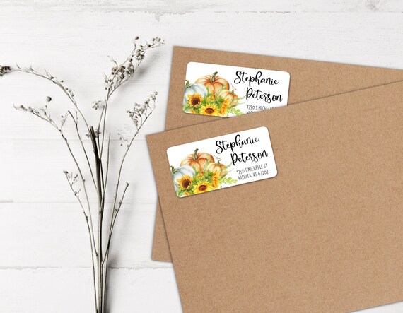 Fall address labels Pumpkins and sunflowers address labels | Etsy