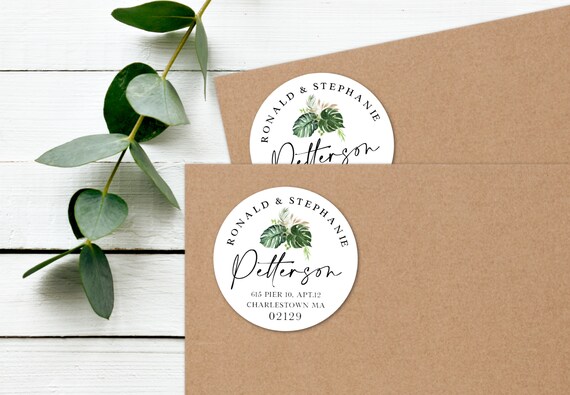 Monstera Leaves Address Labels Tropical Leaves Return | Etsy